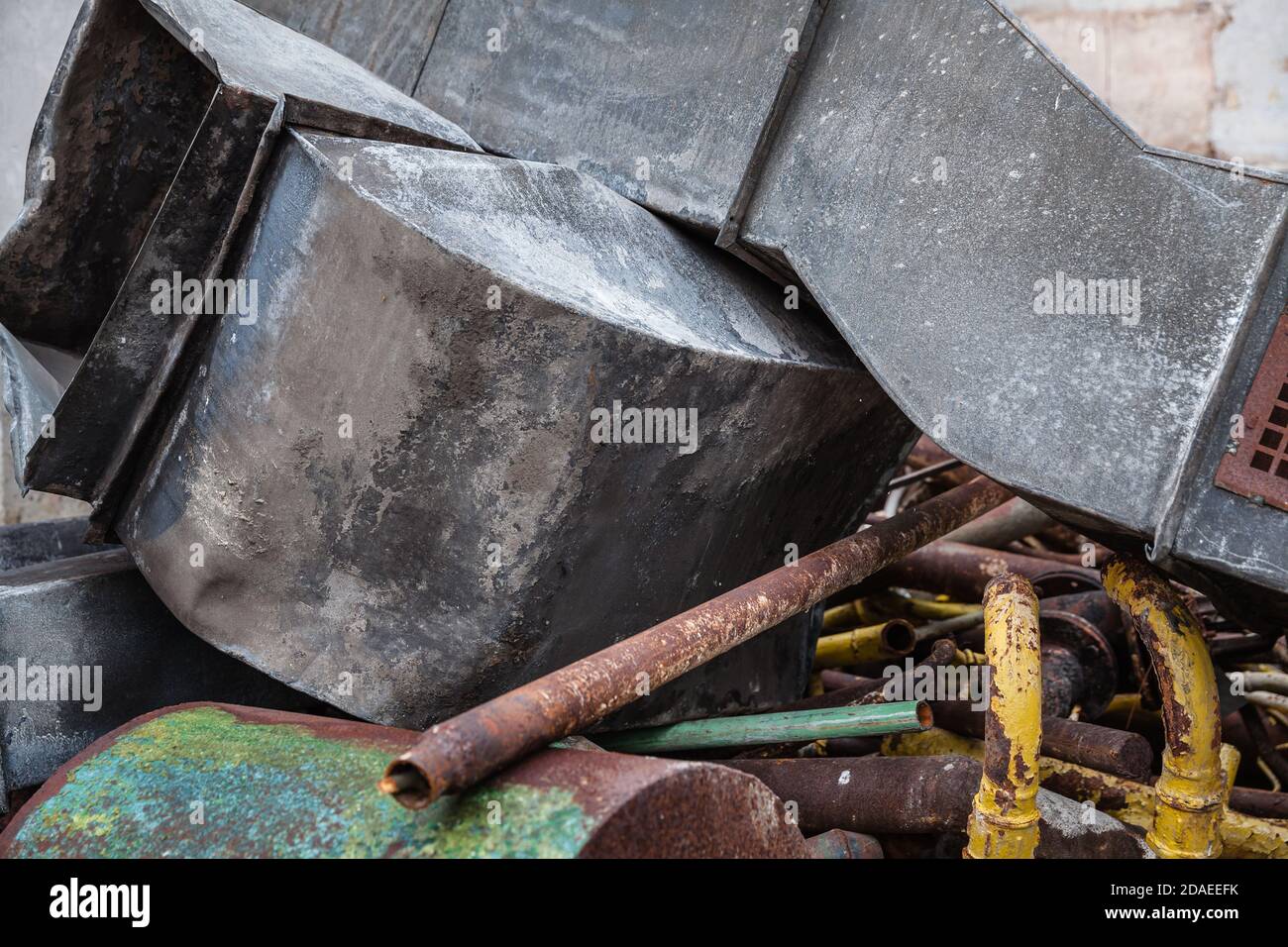 Old rusty scrap metal, close up view. Waste iron metals rusted. Shallow ...