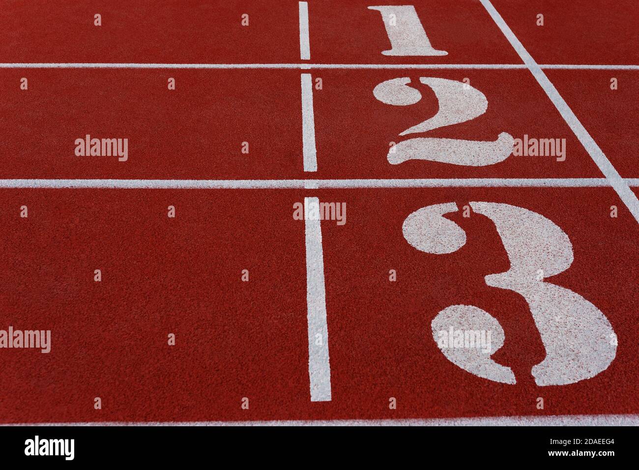Numbered stadium running tracks. Numbers and lines on jogging runway ...