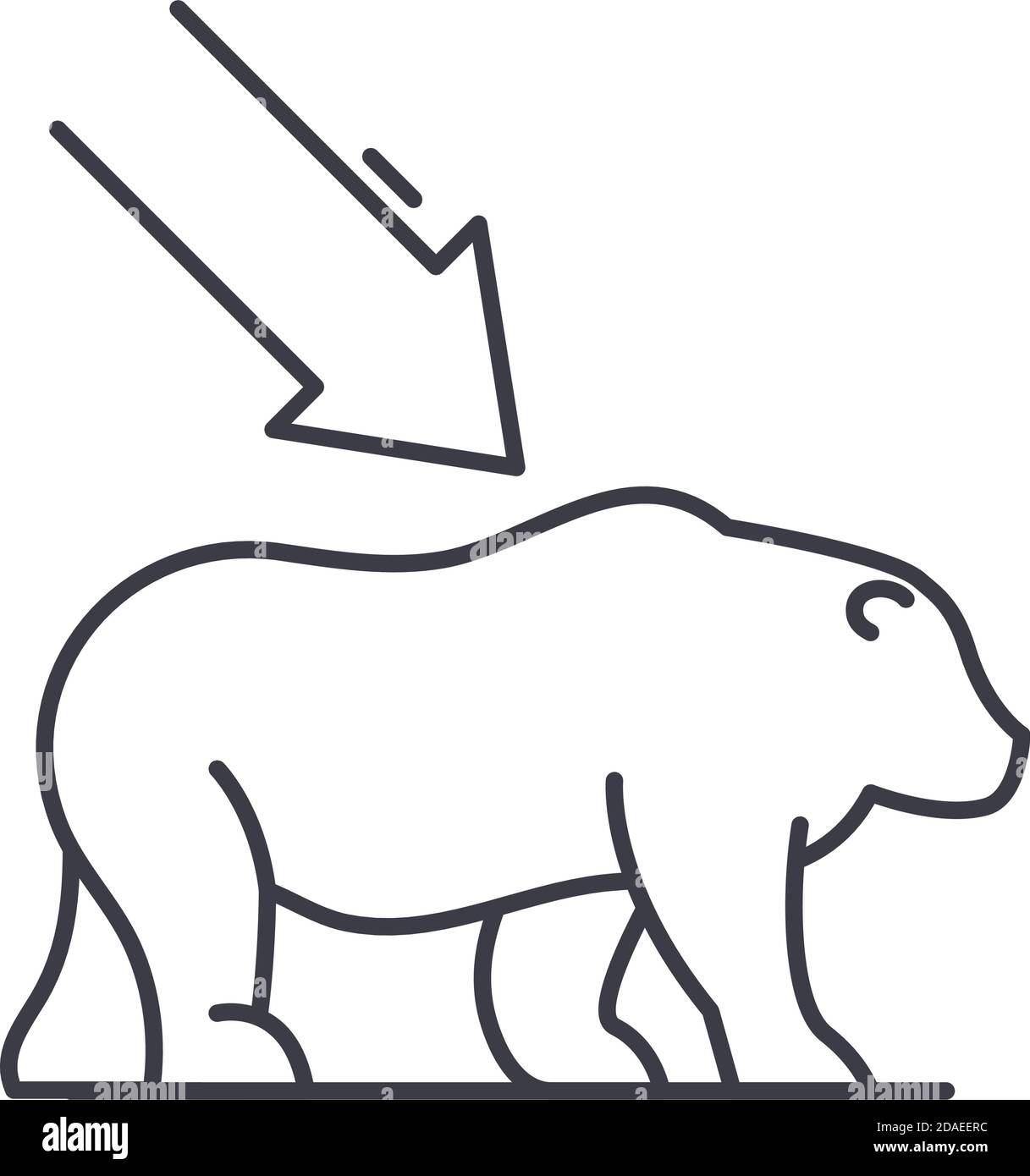 Bear trend icon, linear isolated illustration, thin line vector, web ...