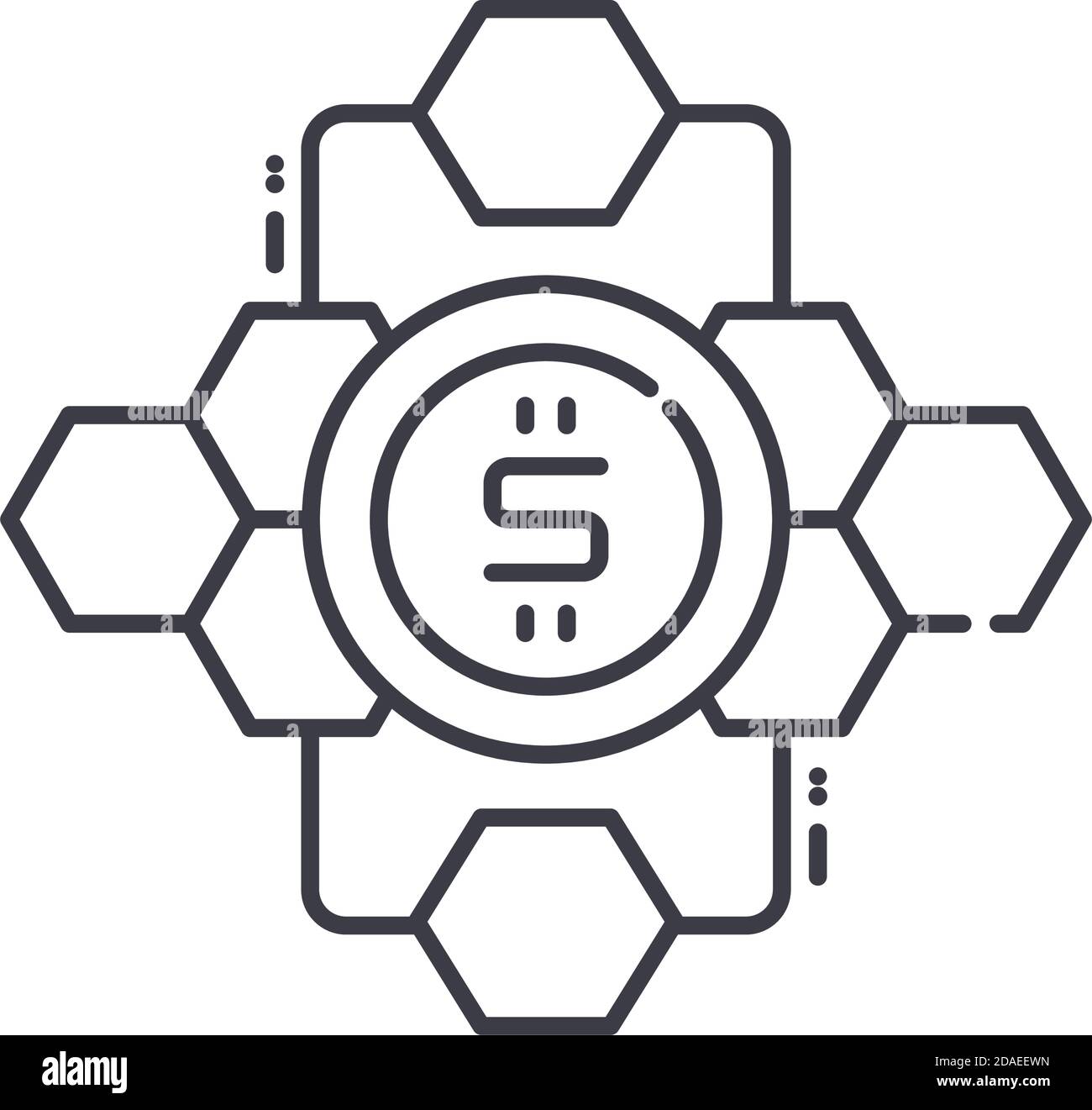 Blockchain icon, linear isolated illustration, thin line vector, web ...