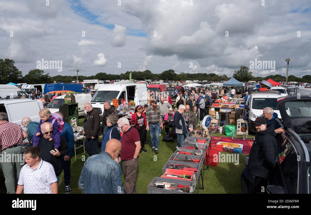 Autojumble stall at a classic car enthusiast's rally in England, UK ...