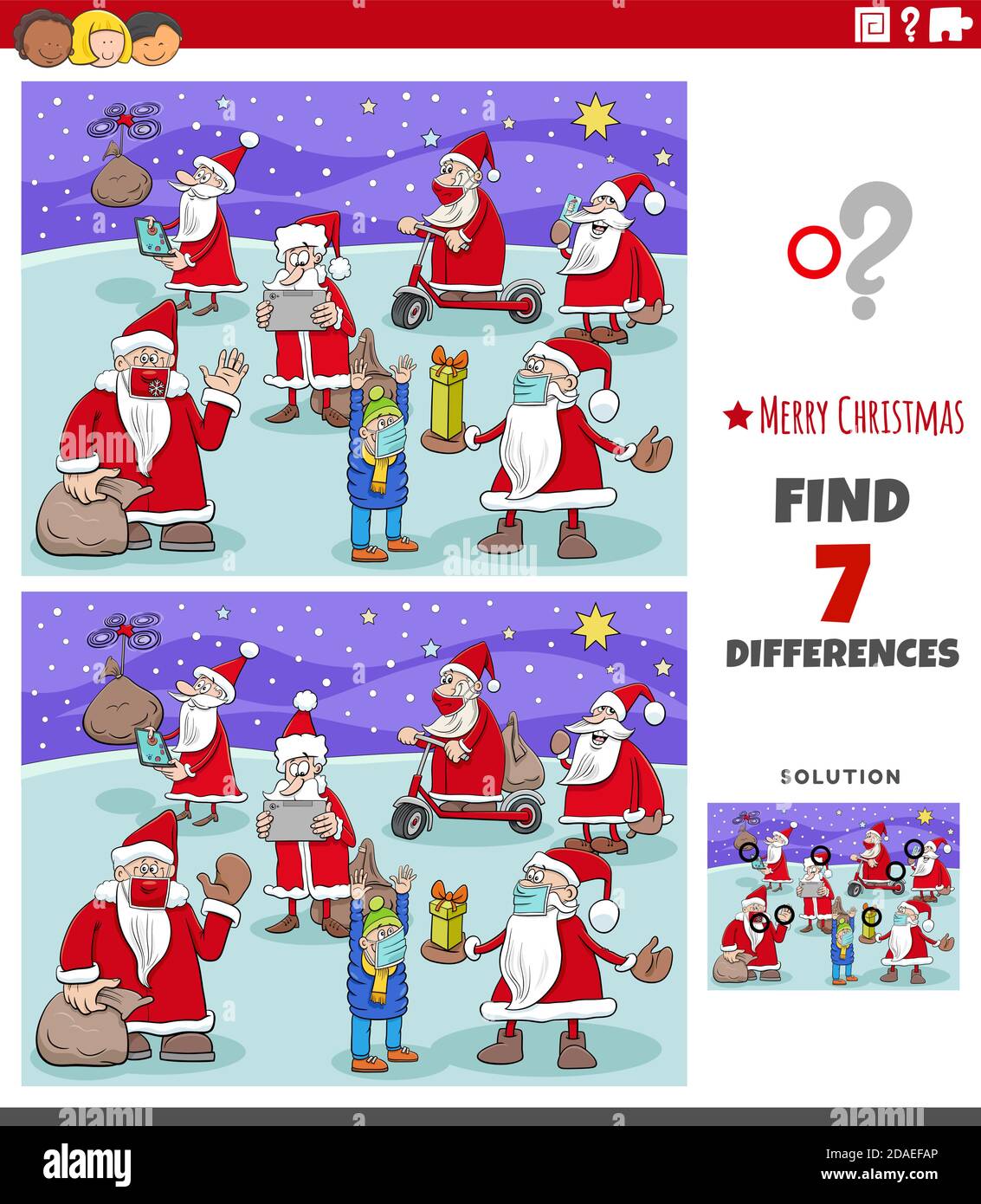 Cartoon illustration of finding differences between pictures ...