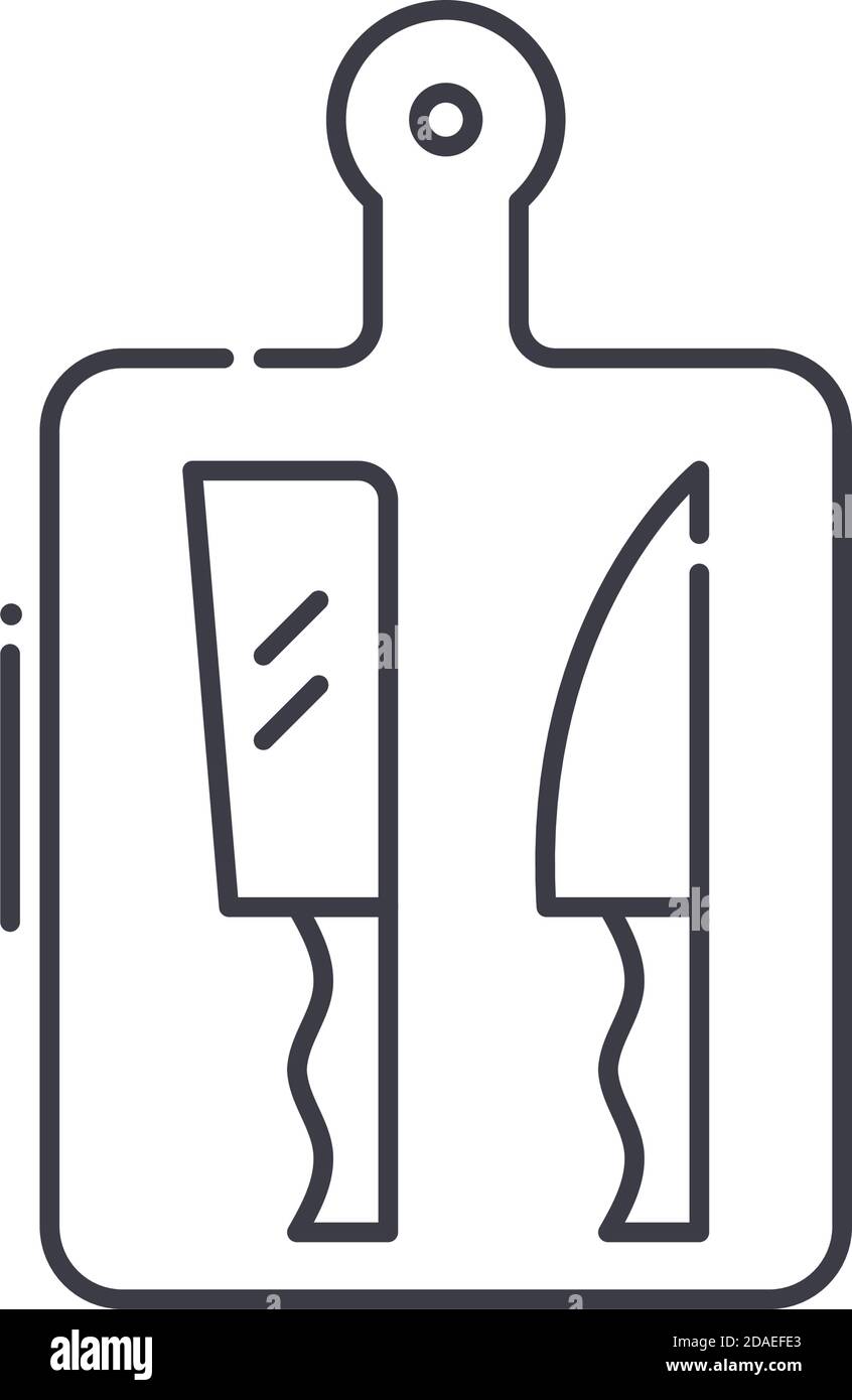 Block and cleaver icon, linear isolated illustration, thin line vector ...