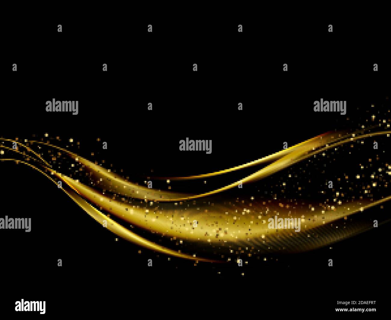Gold wave design element with glitter effect on dark background Stock ...