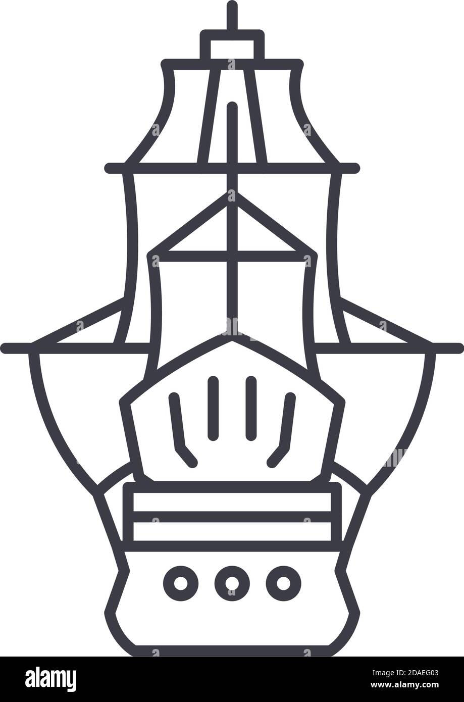 Battleship icon, linear isolated illustration, thin line vector, web ...