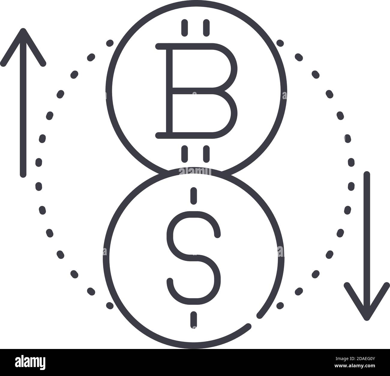 Bitcoin token icon, linear isolated illustration, thin line vector, web ...