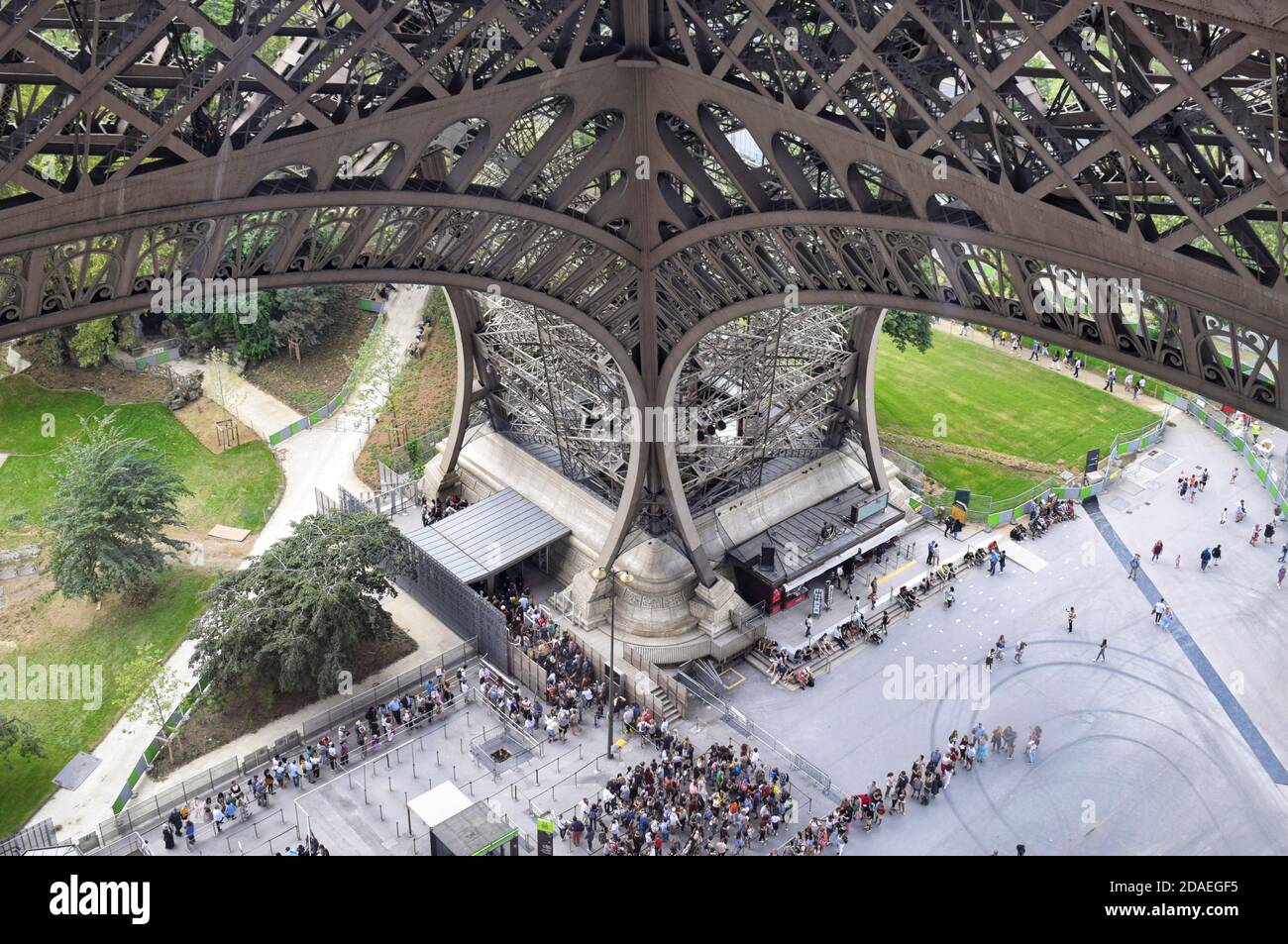 High angle shot from inside of the Eiffel tower in Paris, France Stock ...