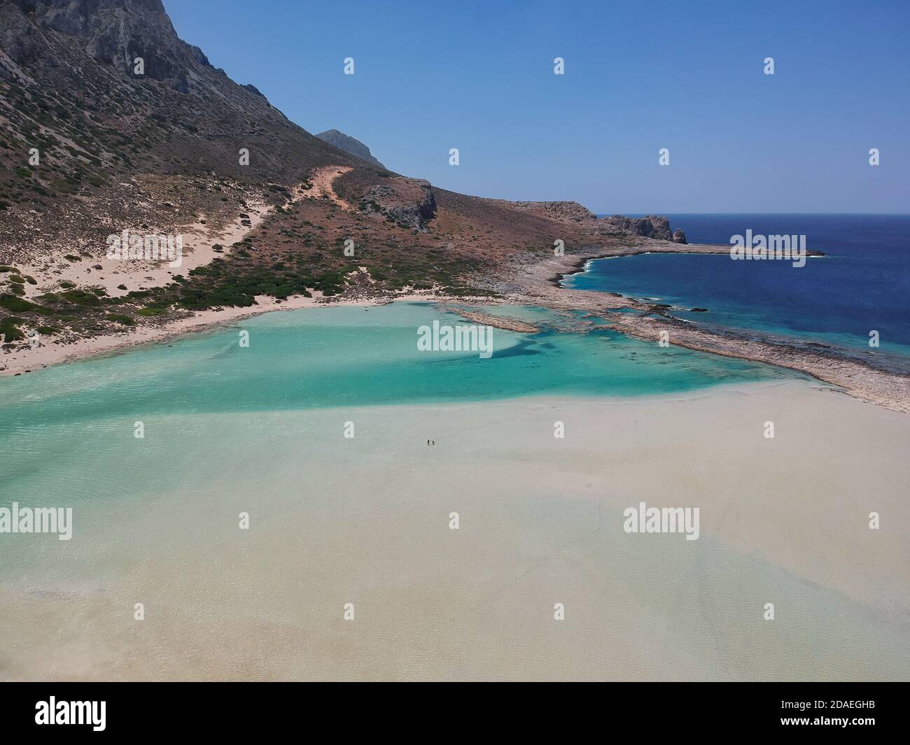 Aerial view on beach in Balos lagoon on the western side of Crete ...