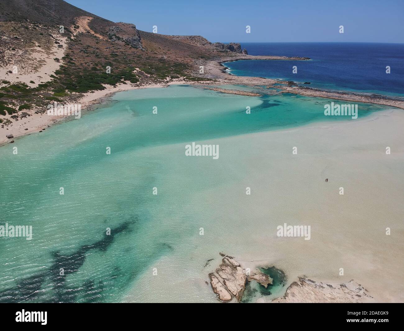 Aerial view on beach in Balos lagoon on the western side of Crete ...