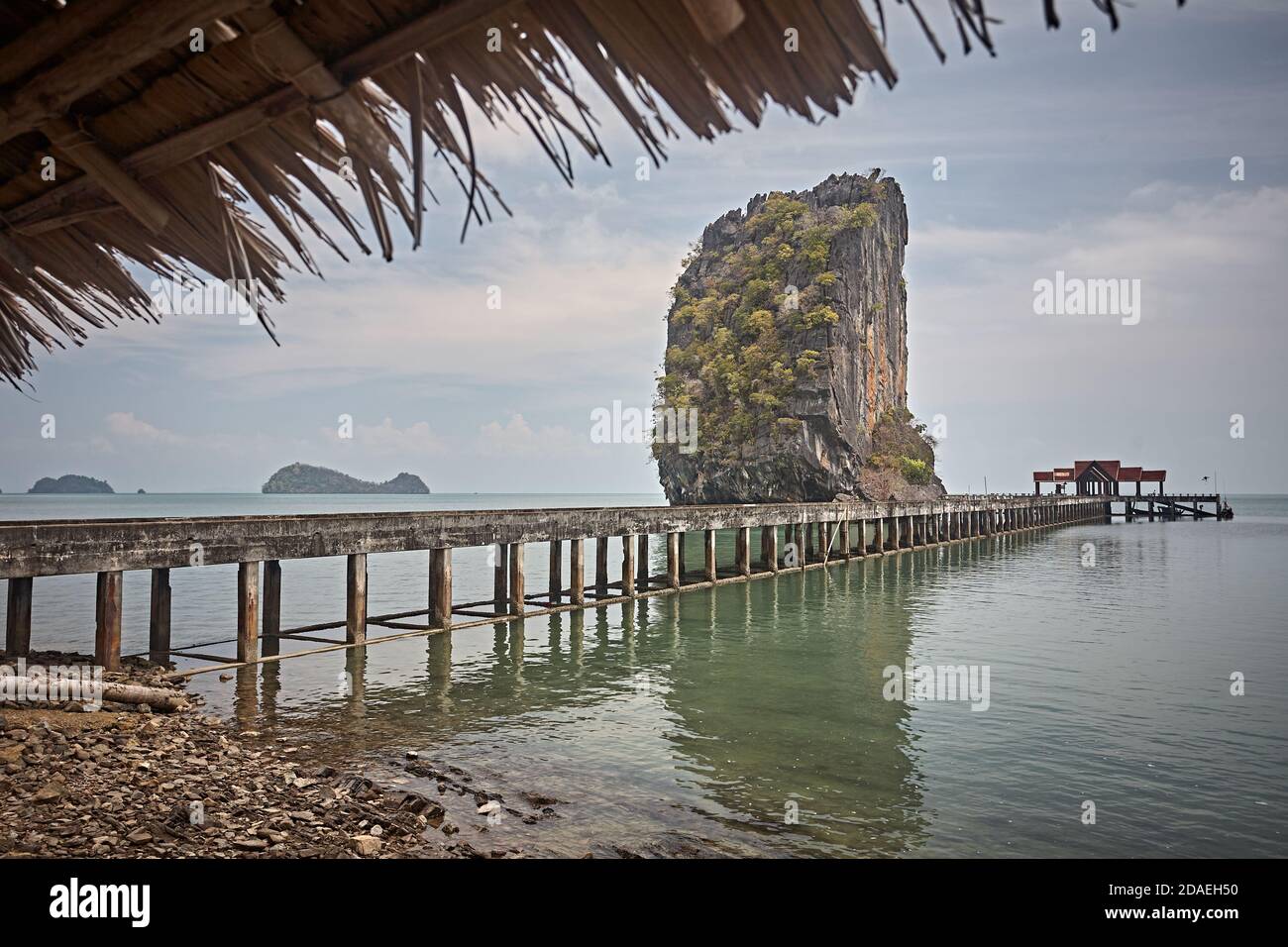 Big rock in the sea at the Ao Talo Wao pier in the Tarutao National ...