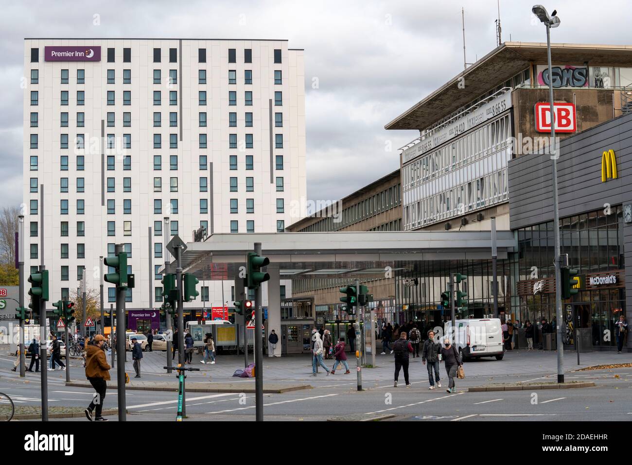 The new Premiere Inn Hotel, new building at the main railway station in ...