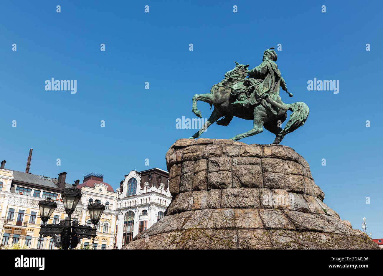 Bronze monument to Bogdan Khmelnitsky on Sofia Square in Kyiv, Ukraine ...