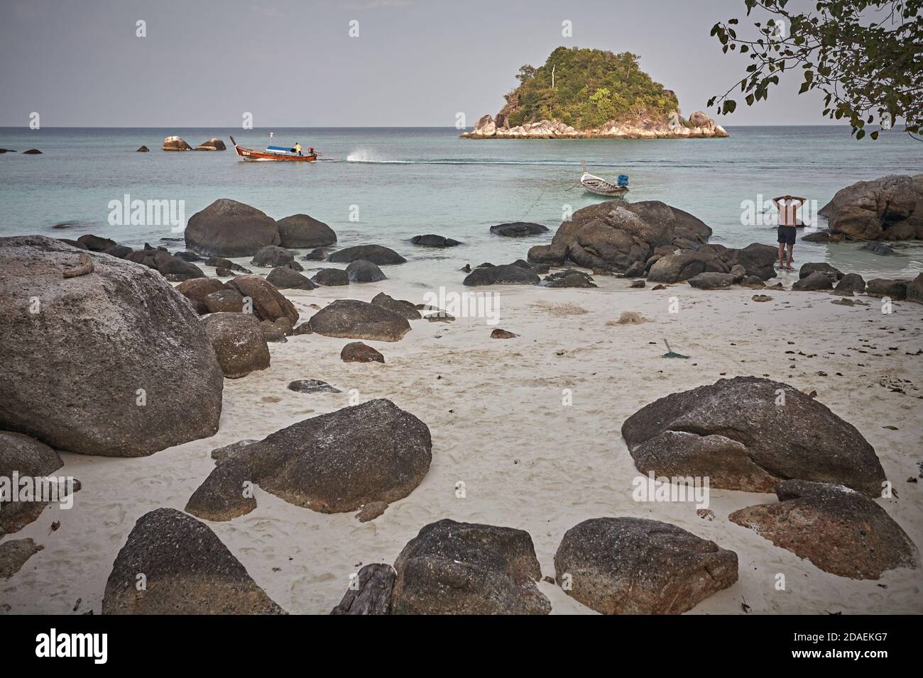 Koh Lipee, Thailand, February 2009. Large rocks on the beach in Tarutao ...