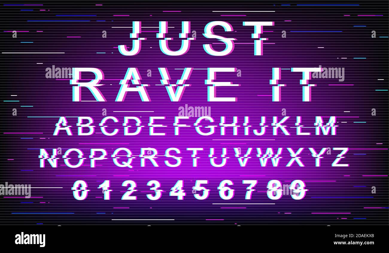 Techno neon light font Stock Vector Images - Alamy