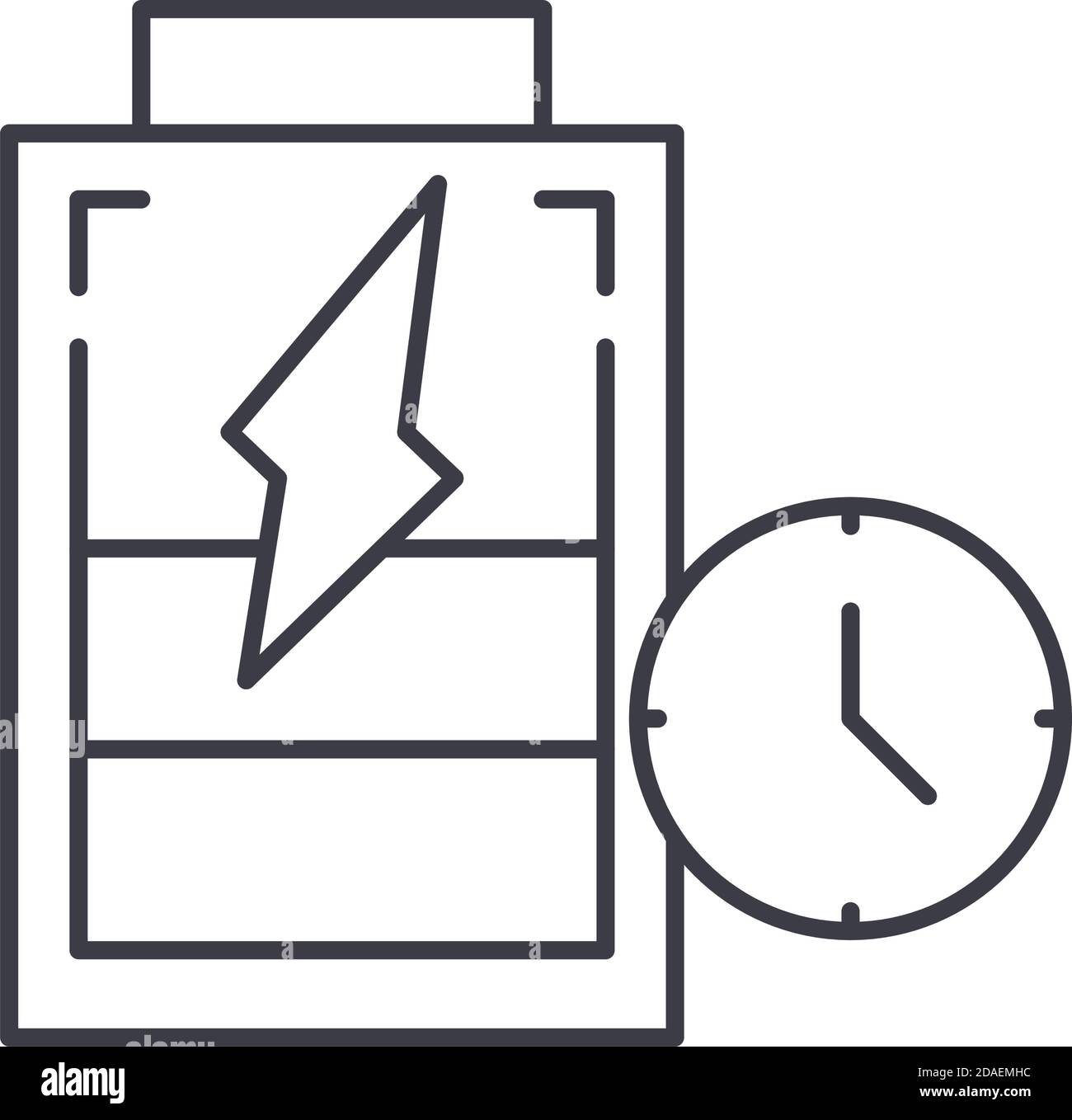 Battery time icon, linear isolated illustration, thin line vector, web ...