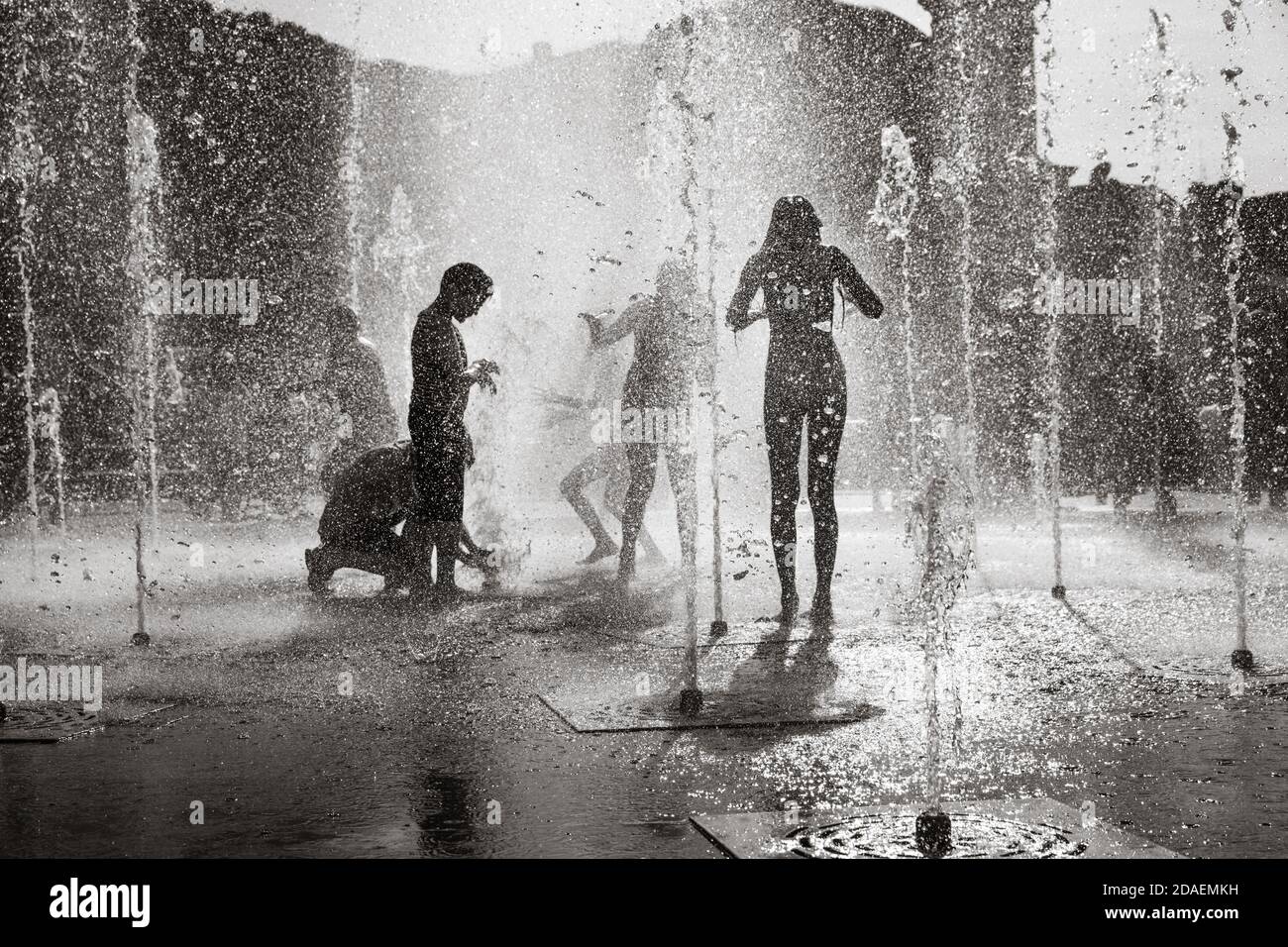 KIEV, UKRAINE - Jun 28, 2017: Happy children playing in a water ...