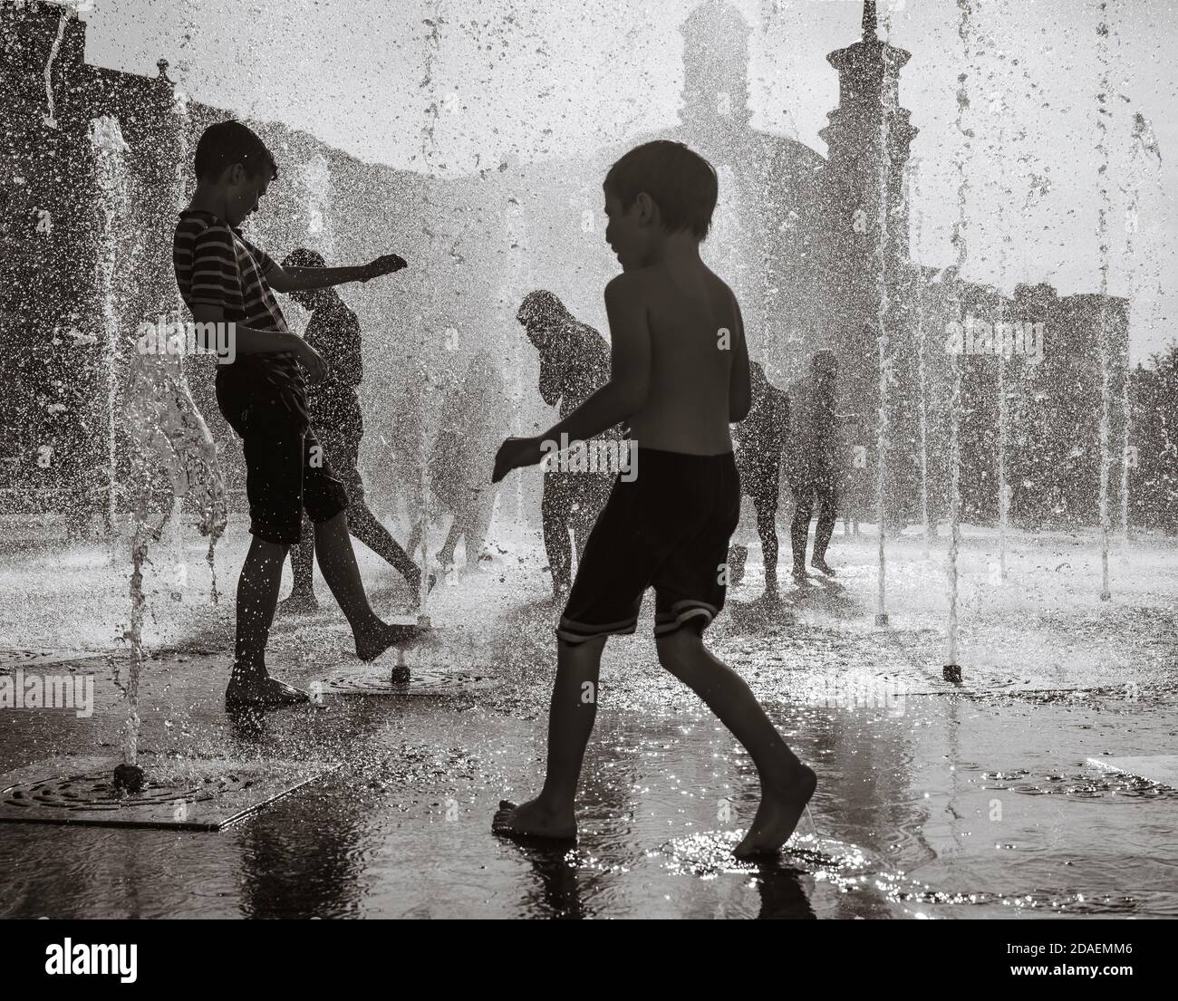 KIEV, UKRAINE - Jun 28, 2017: Happy children playing in a water ...