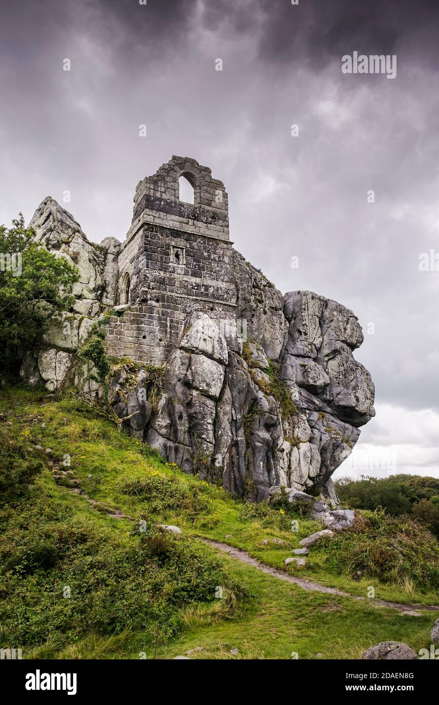 The ruins of the atmospheric 15th century Roche Rock Hermitage in ...
