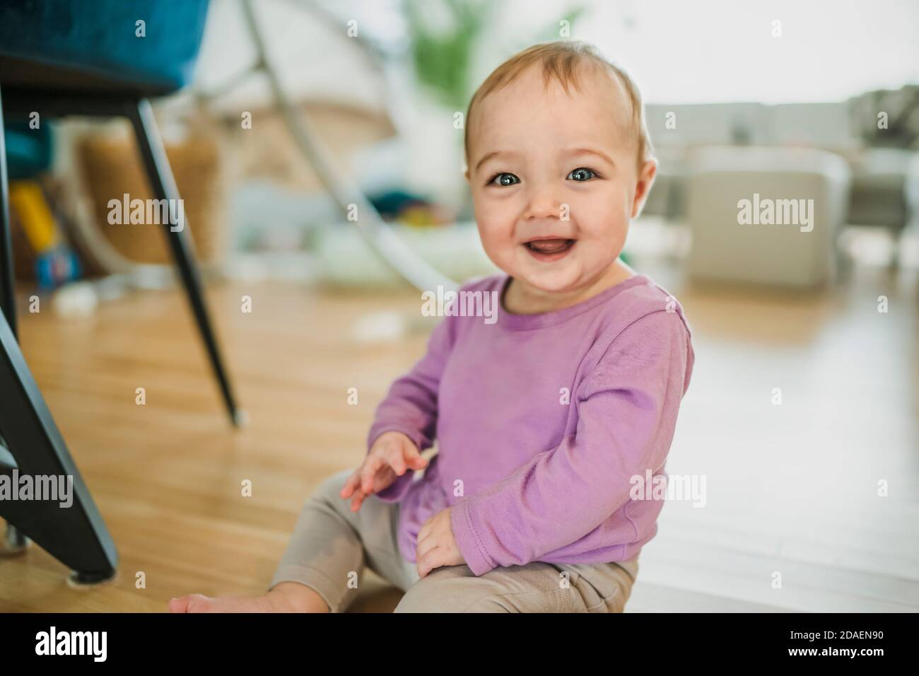 cute baby girl at home with beautiful smile Stock Photo - Alamy
