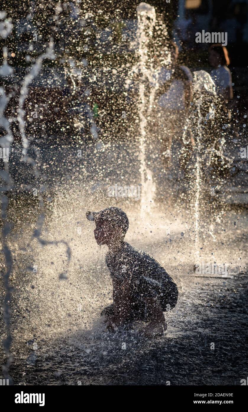 KIEV, UKRAINE - Jun 05, 2018: Cheerful and happy children playing in a ...