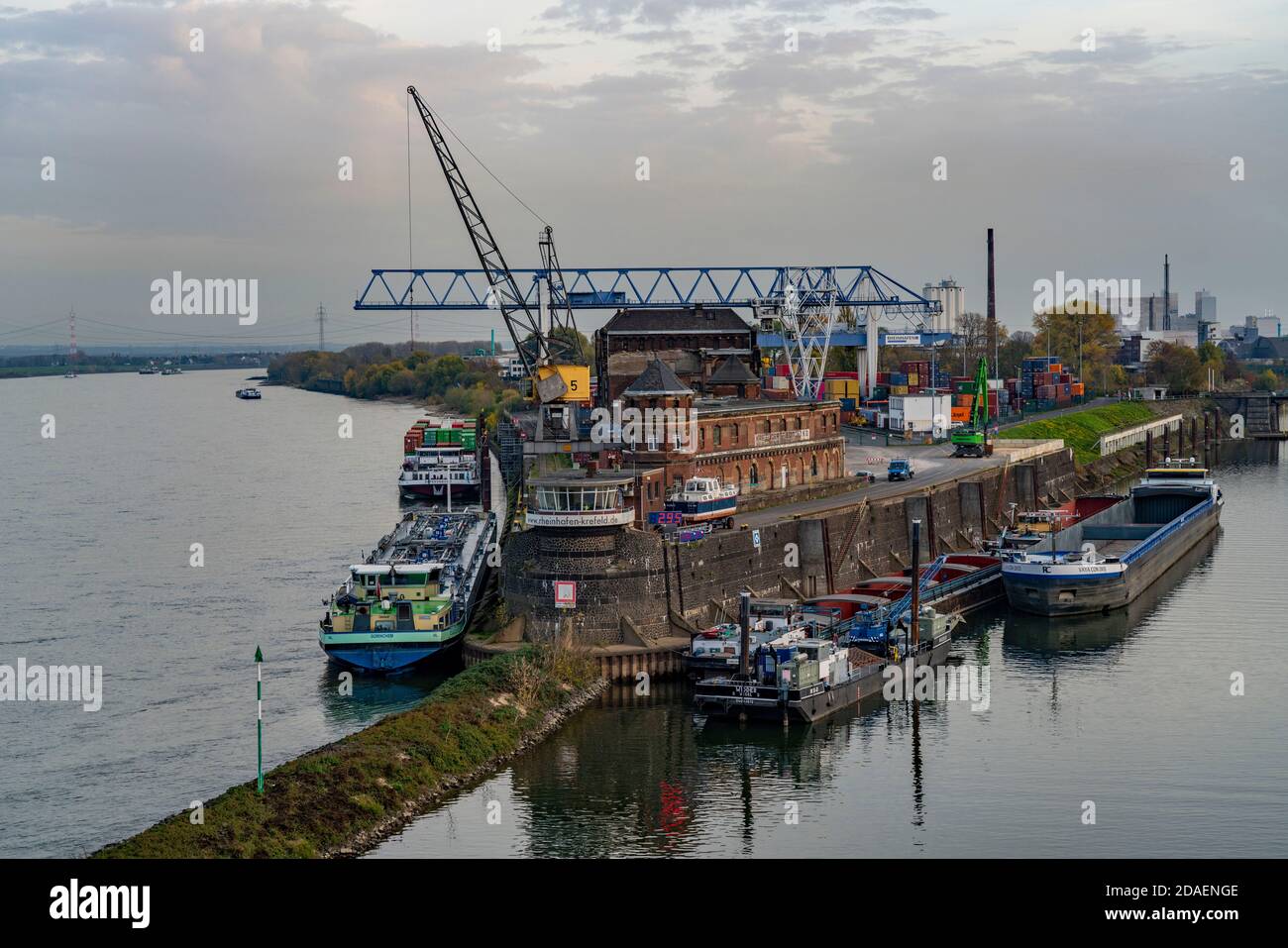 The Rhine port of Krefeld, left bank of the Rhine, inland port, NRW ...