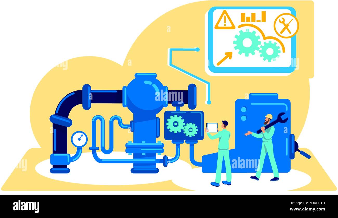 Automatization of machinery flat concept vector illustration Stock ...