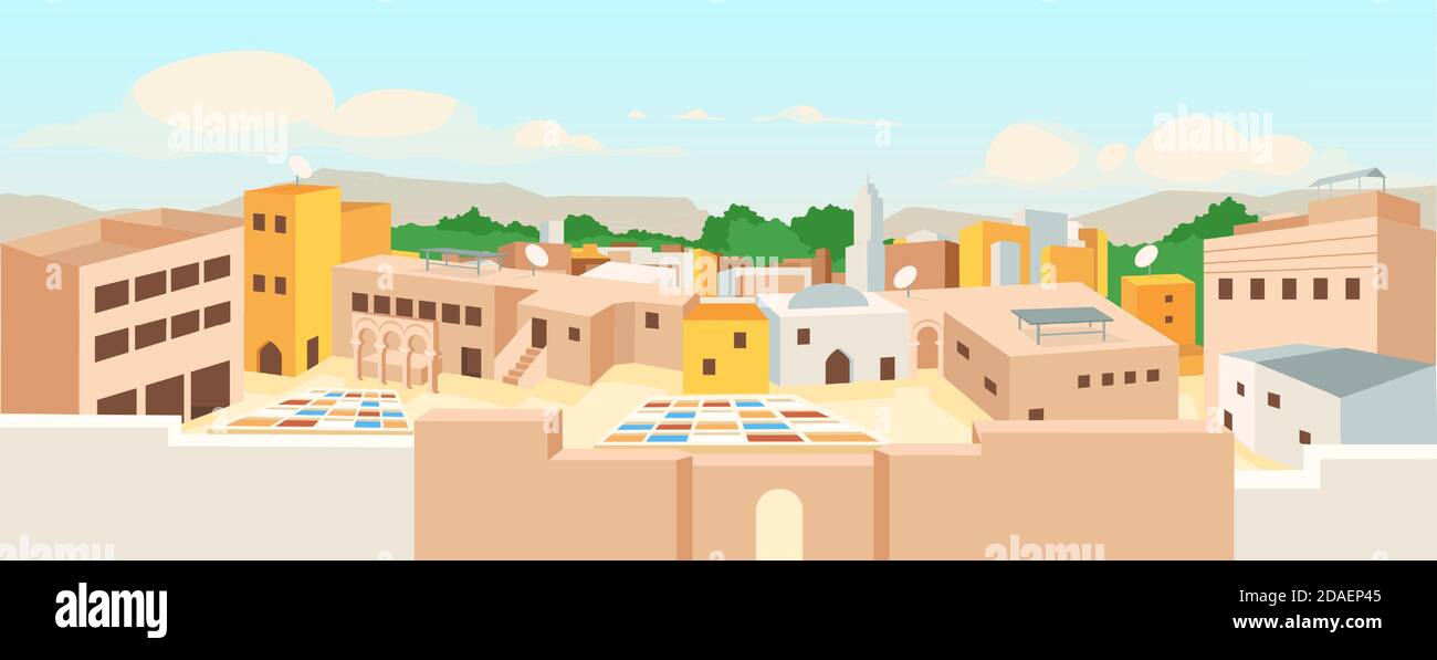 Ancient arab city flat color vector illustration Stock Vector Image ...