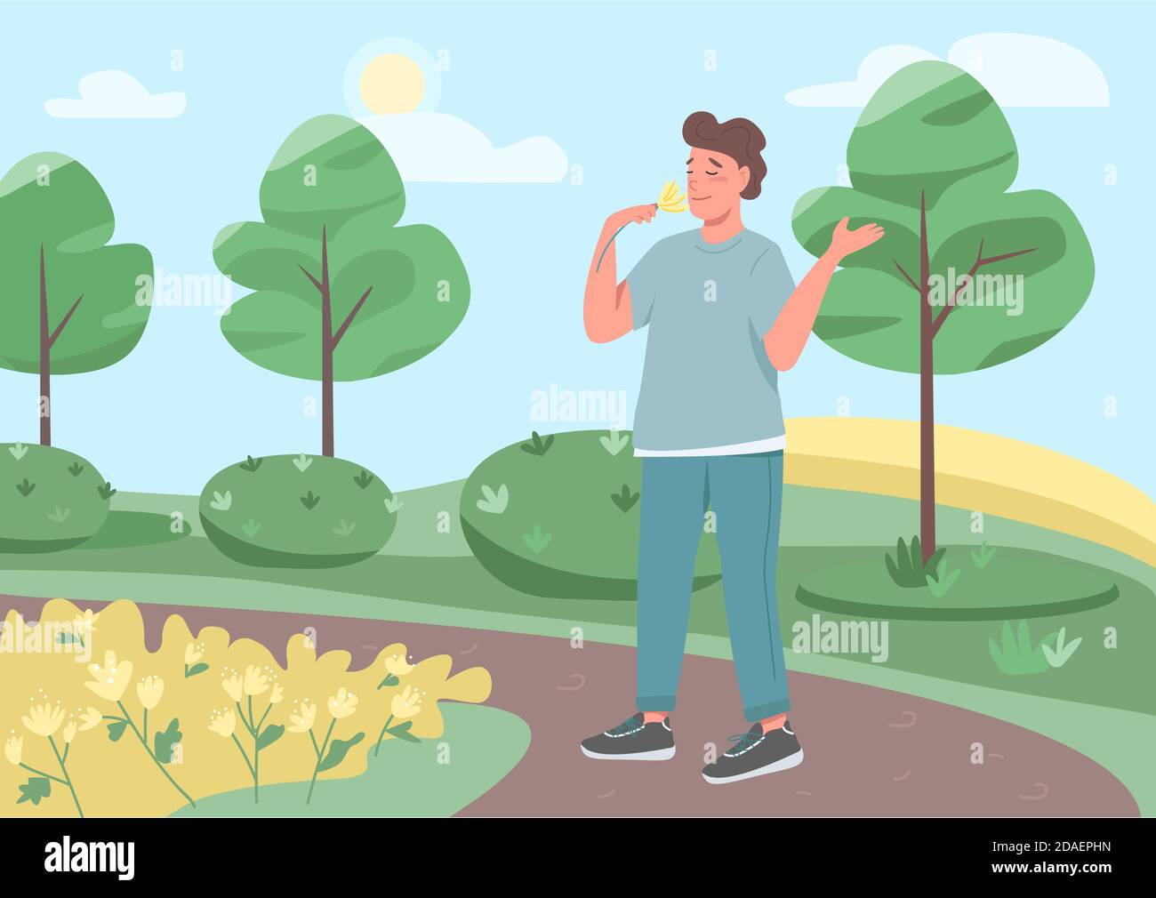 Walk in park flat color vector illustration Stock Vector Image & Art ...