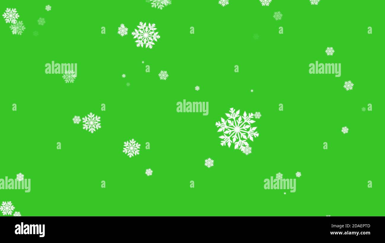 Isolated falling cartoon snow on green screen. 3d rendering Stock Photo ...