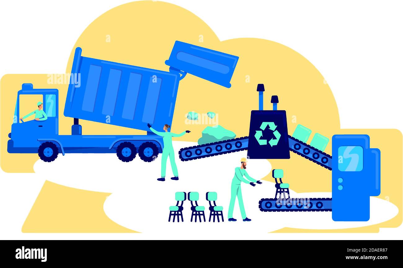 Waste processing flat concept vector illustration Stock Vector Image ...