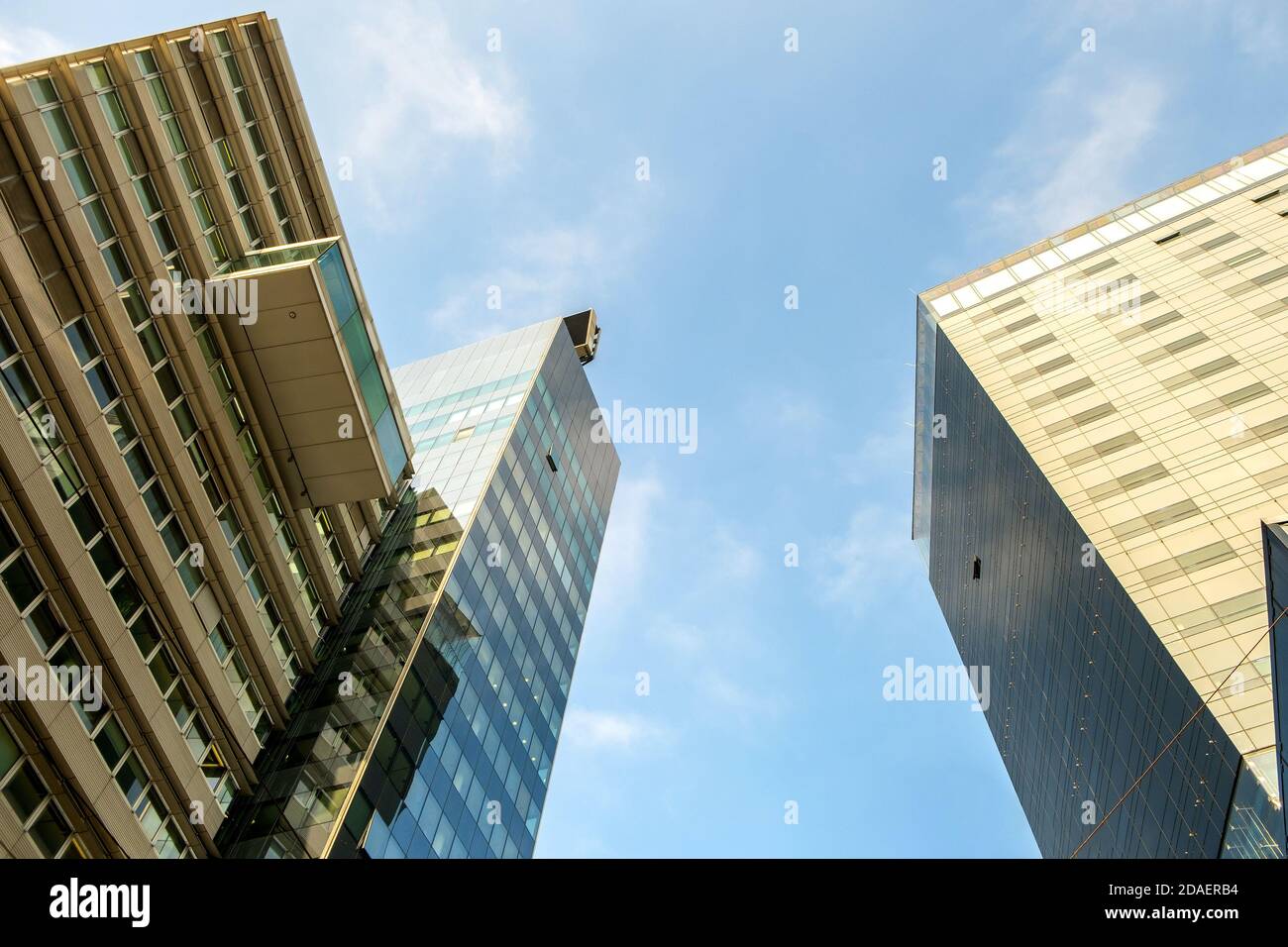 Perspective view of modern high-rise glass skyscraper building Stock ...