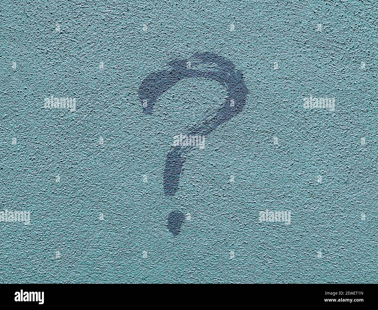 A question mark on a turquoise wall. Background texture Stock Photo - Alamy