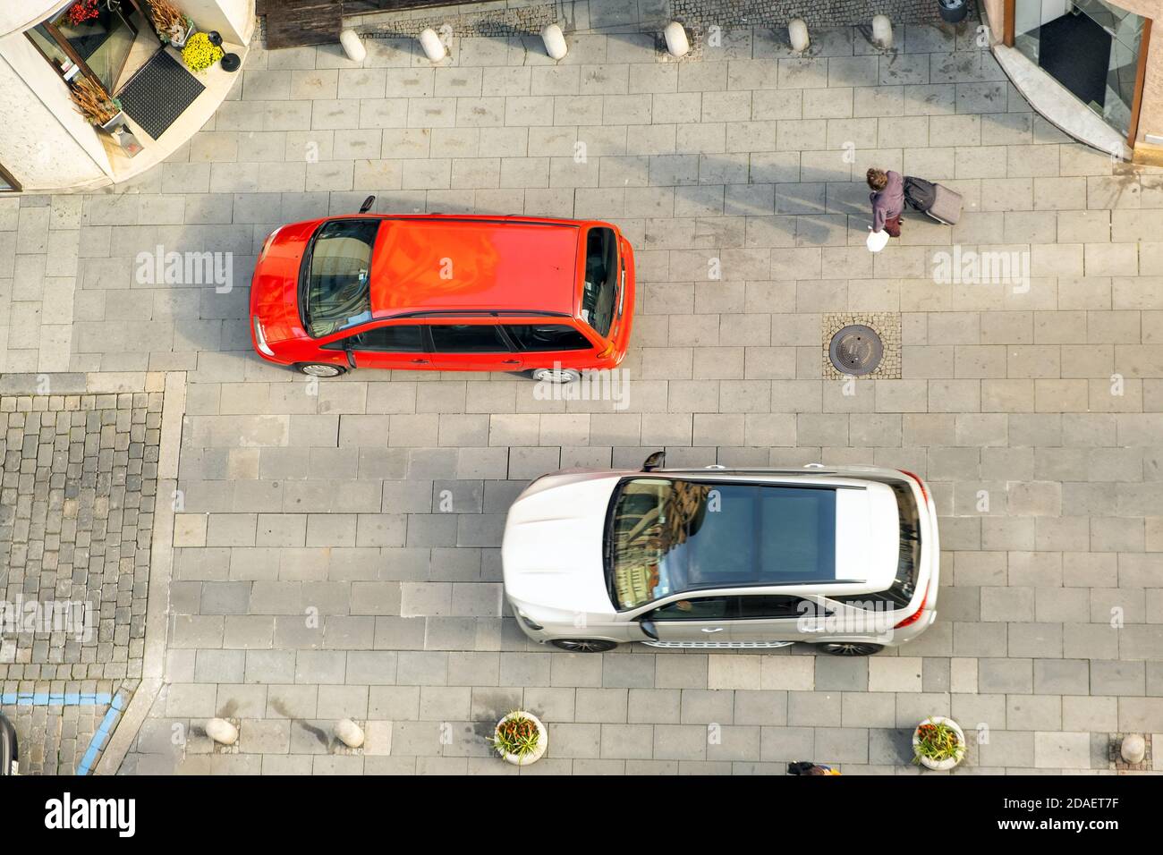 Top view of cars driving on a city street Stock Photo - Alamy