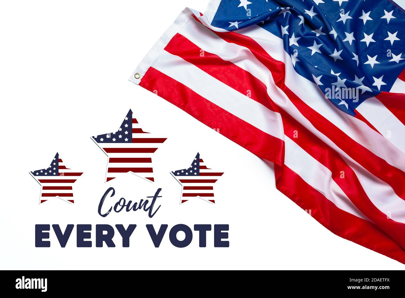 Count every vote sign and USA Flag as Background Stock Photo - Alamy