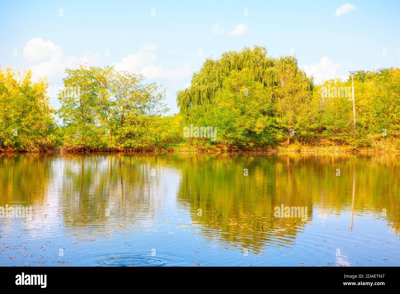 Idyllic scenery with lake . Nature reflection in the river water Stock ...