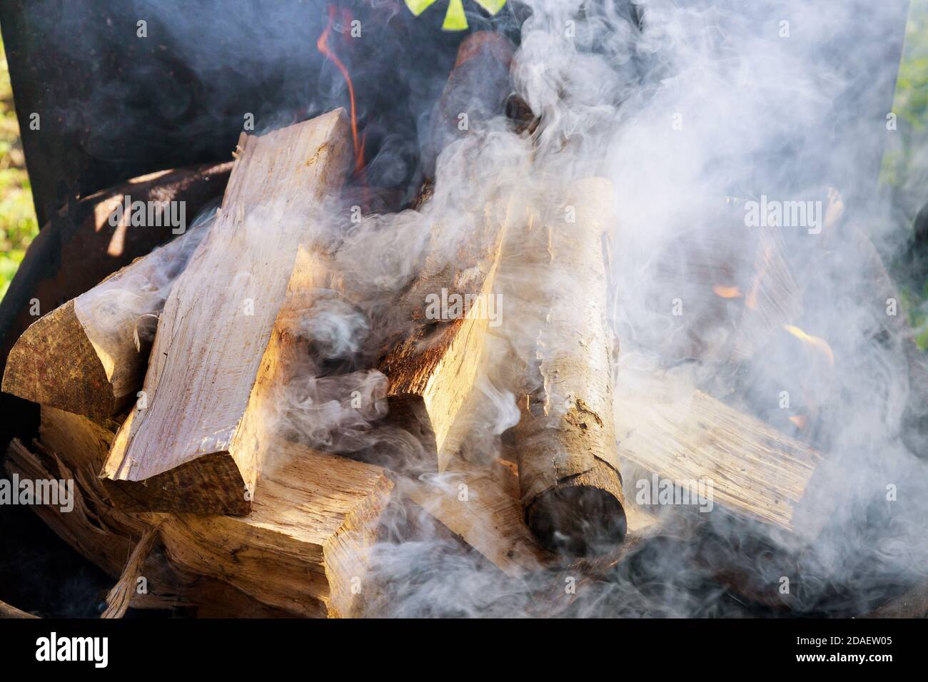 White smoke with wood and log. Close up. Soft focus Stock Photo - Alamy