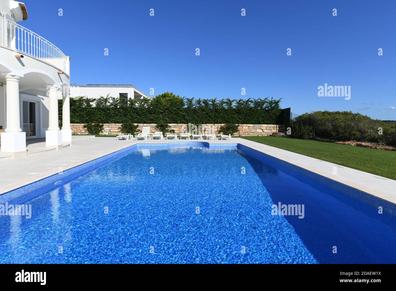 Large swimming pool in the garden of a luxury villa on the algarve ...