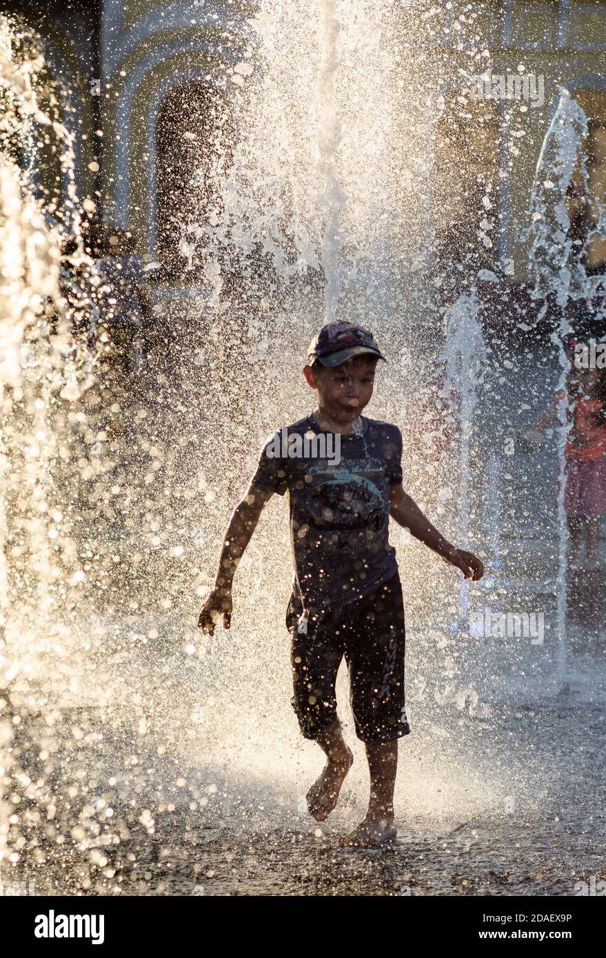 KIEV, UKRAINE - Jun 05, 2018: Cheerful and happy children playing in a ...
