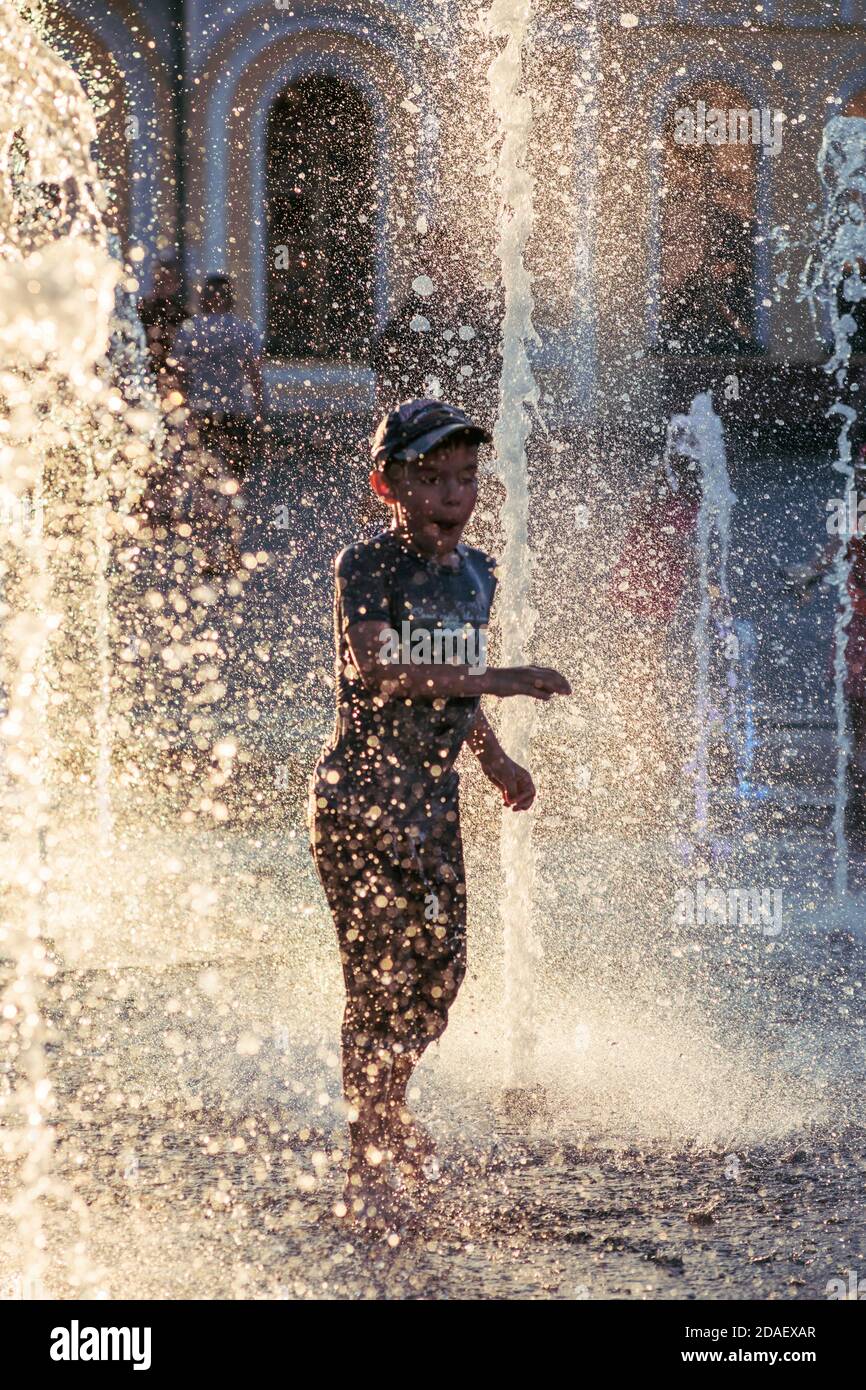 KIEV, UKRAINE - Jun 05, 2018: Cheerful and happy children playing in a ...