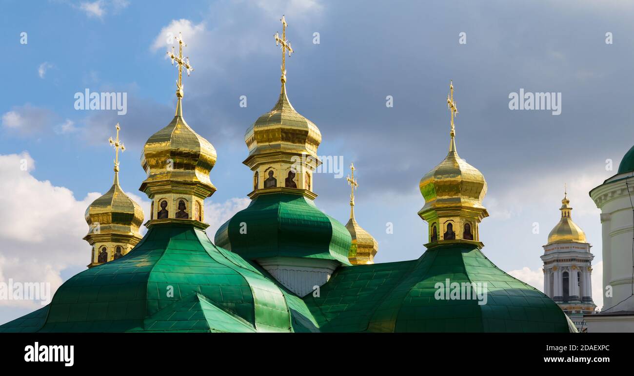 Churches and golden domes in Kyiv, Ukraine. Orthodox Christian ...