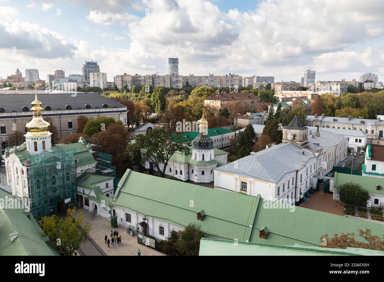 Kyiv, Ukraine - Sep. 29, 2018: Aerial view of Kiev city with churches ...
