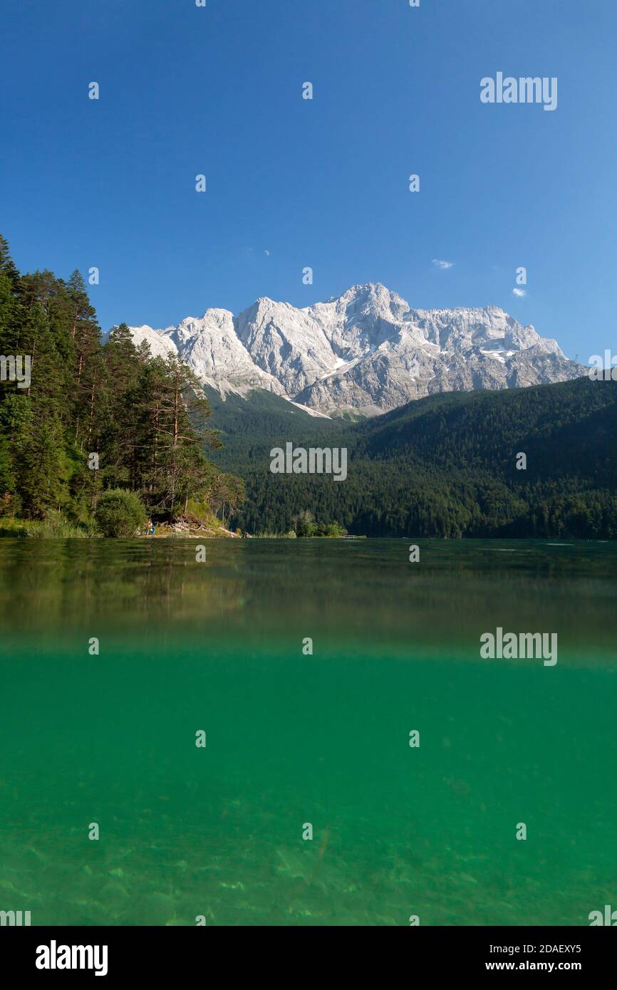 geography / travel, Germany, Bavaria, Grainau, Eibsee (lake) in front ...