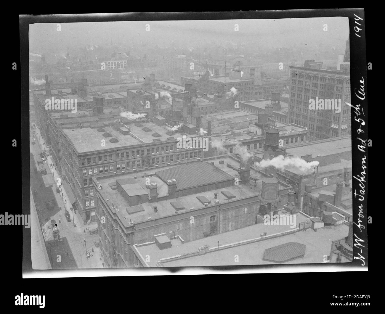 Bird's-eye view northwest from Jackson Boulevard and Fifth Avenue ...
