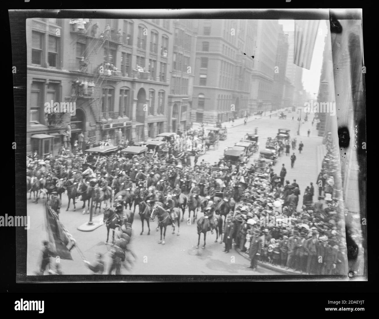 Military parade featuring Charles W. Fairbanks, before cornerstone ...