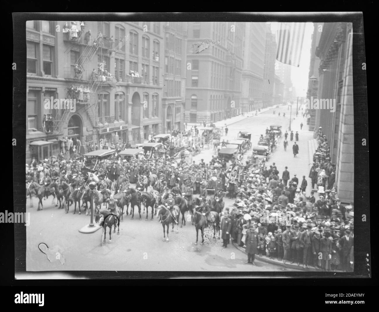 Military parade featuring Charles W. Fairbanks, before cornerstone ...