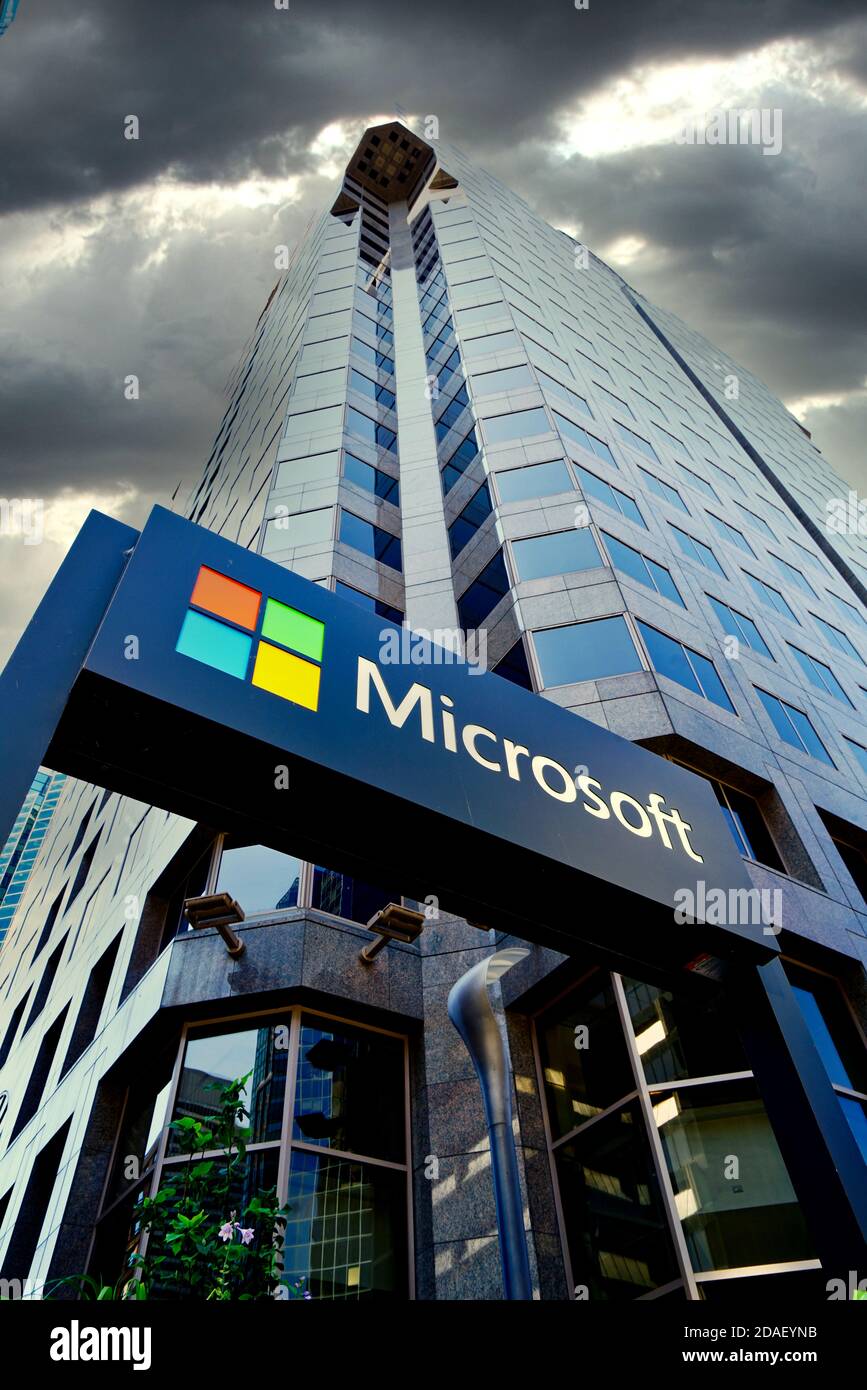 Montreal,Quebec,Canada,June 8, 2020.Software giant Microsoft offices in ...
