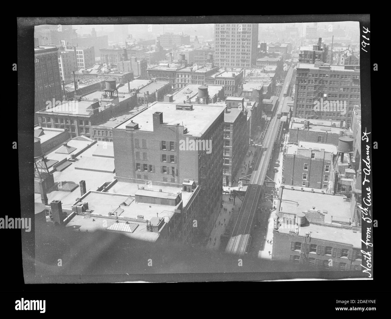 Bird's-eye view north from Adams Street and Fifth Avenue (Wells Street ...