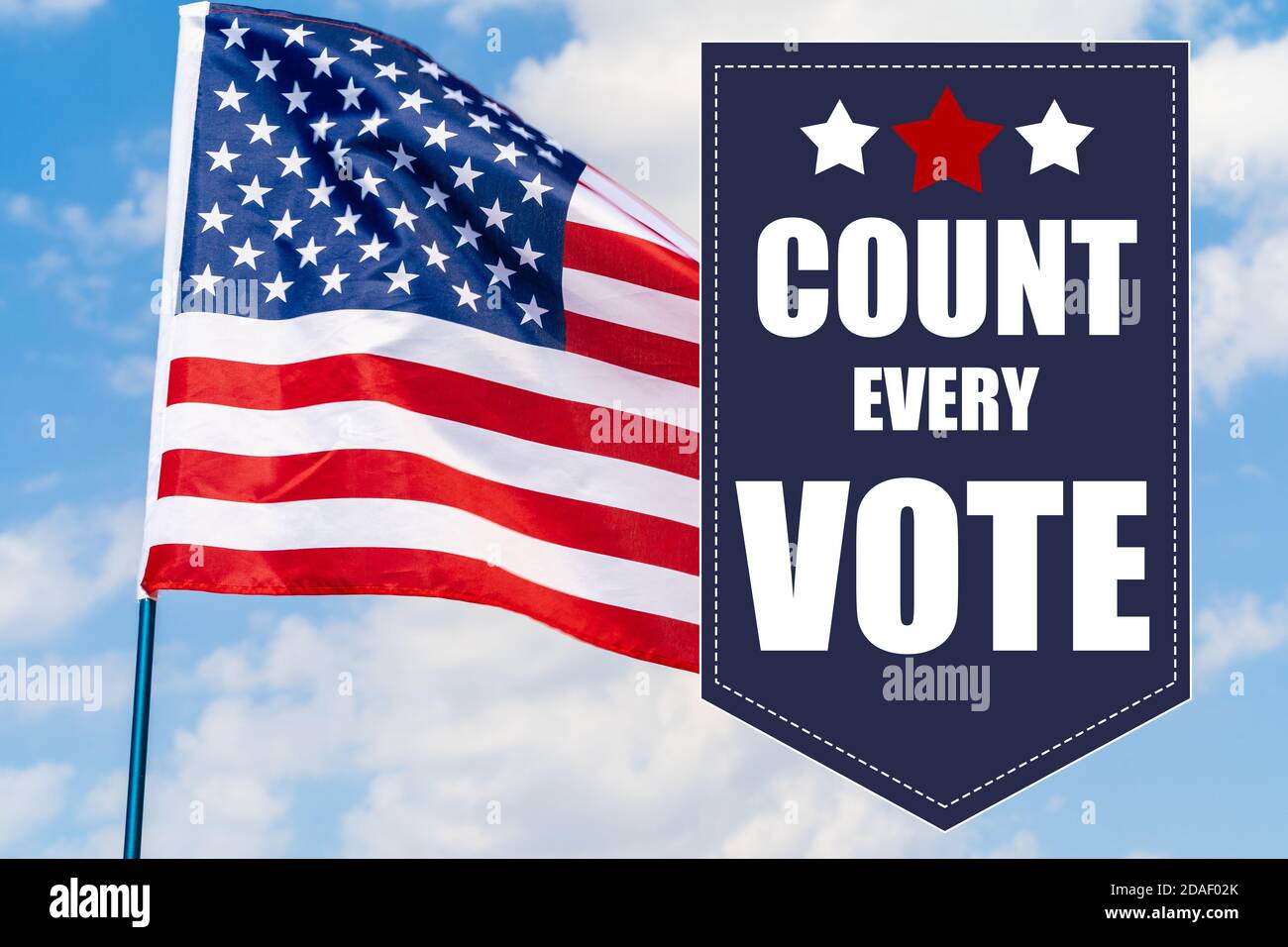 Count every vote sign and USA Flag as Background Stock Photo - Alamy