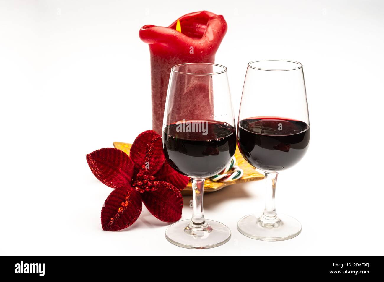 Popular british christmas drink, glass of vintage ruby port wine and ...
