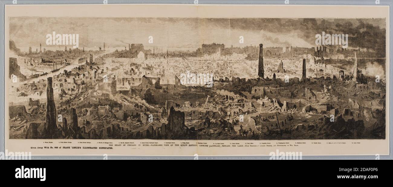Panoramic view of the burnt district looking easterward toward Lake ...
